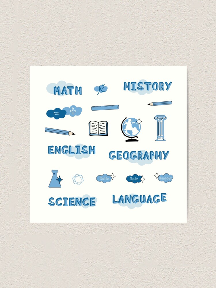 "Light Blue School Subject Sticker Pack" Art Print by The-Goods | Redbubble