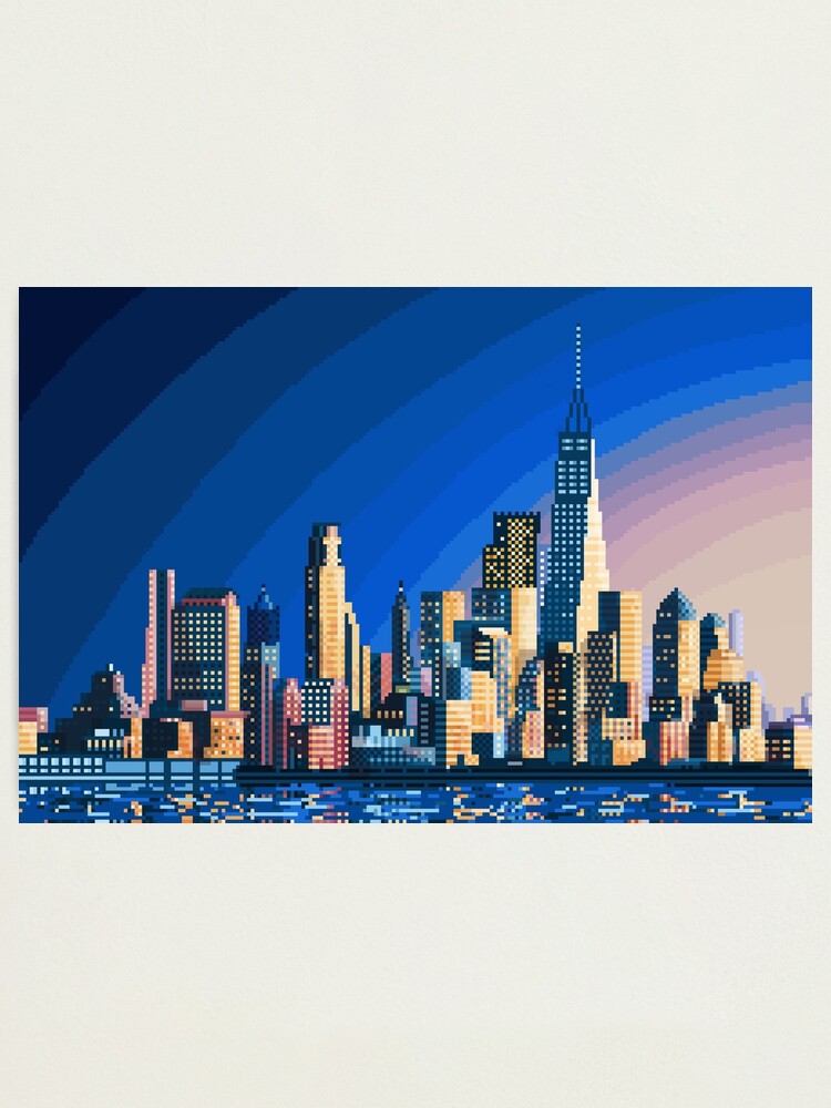 "New York Skyline Pixel Art (Colored)" Photographic Print for Sale by ...