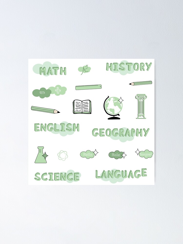 "Light Green School Subject Sticker Pack" Poster by The-Goods | Redbubble