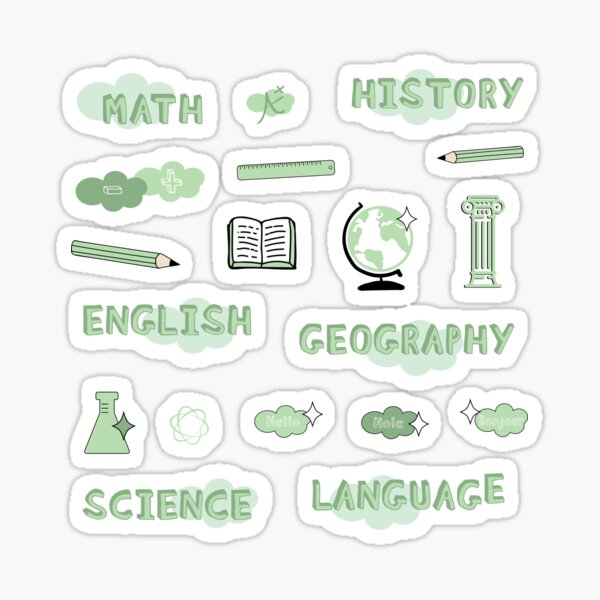 "Light Green School Subject Sticker Pack" Sticker for Sale by The-Goods ...