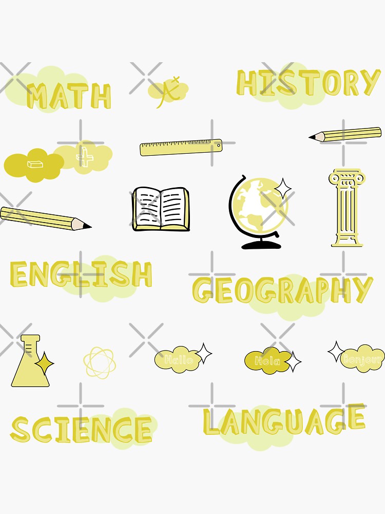 "Light Yellow School Subject Sticker Pack" Sticker for Sale by The ...