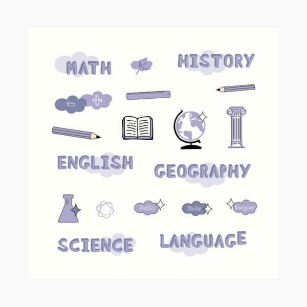 "Light Purple School Subject Sticker Pack" Art Print for Sale by The ...