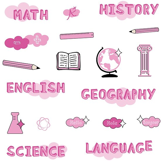 "Pink School Subjects Sticker Pack" Poster by The-Goods | Redbubble