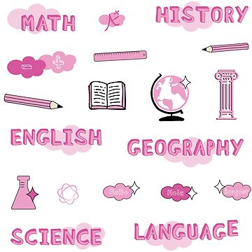 "Pink School Subjects Sticker Pack" Sticker for Sale by The-Goods ...