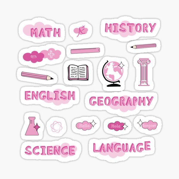 "Pink School Subjects Sticker Pack" Sticker for Sale by The-Goods ...