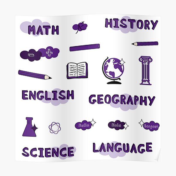"Purple School Subjects Sticker Pack" Poster by The-Goods | Redbubble
