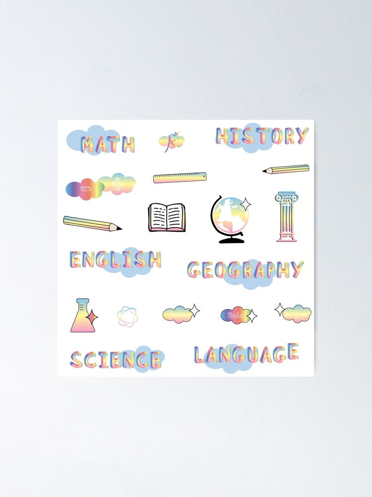 "Pastel Rainbow School Subject Pack" Poster by The-Goods | Redbubble