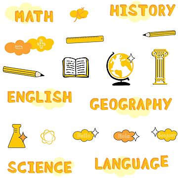 "Yellow School Subjects Sticker Pack" Art Board Print for Sale by The ...