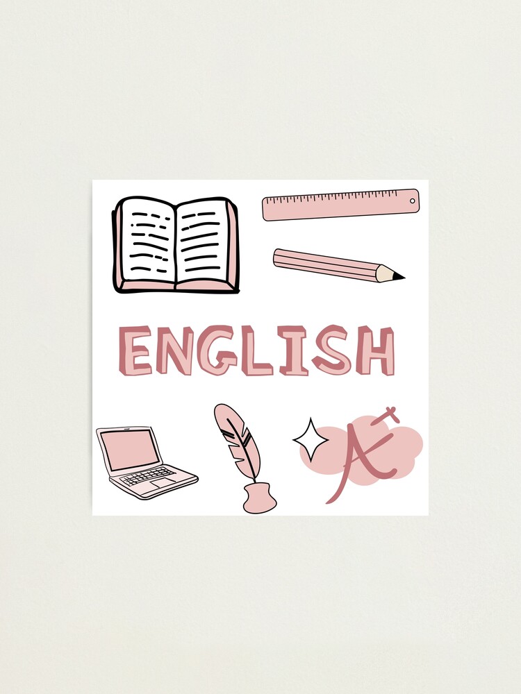 "Peach English School Subject Sticker Pack" Photographic Print for Sale ...