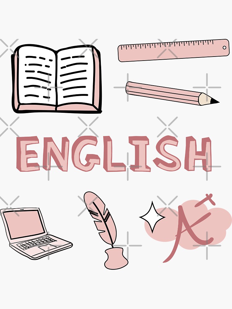 "Peach English School Subject Sticker Pack" Sticker for Sale by The ...