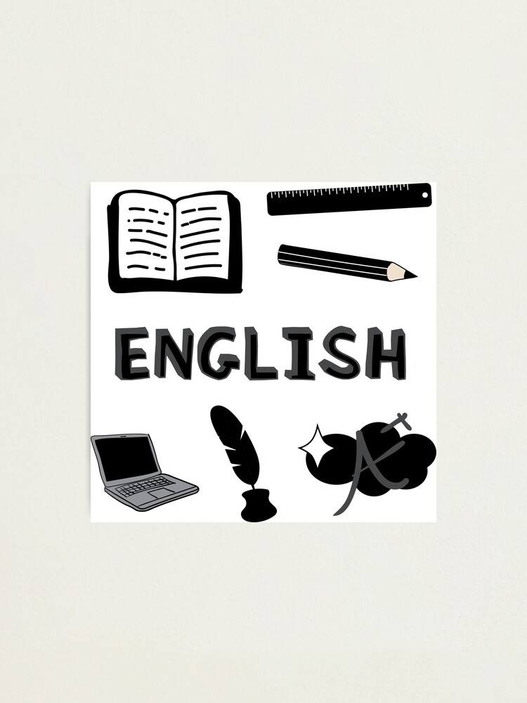 "Black English School Subject Sticker Pack" Photographic Print by The ...