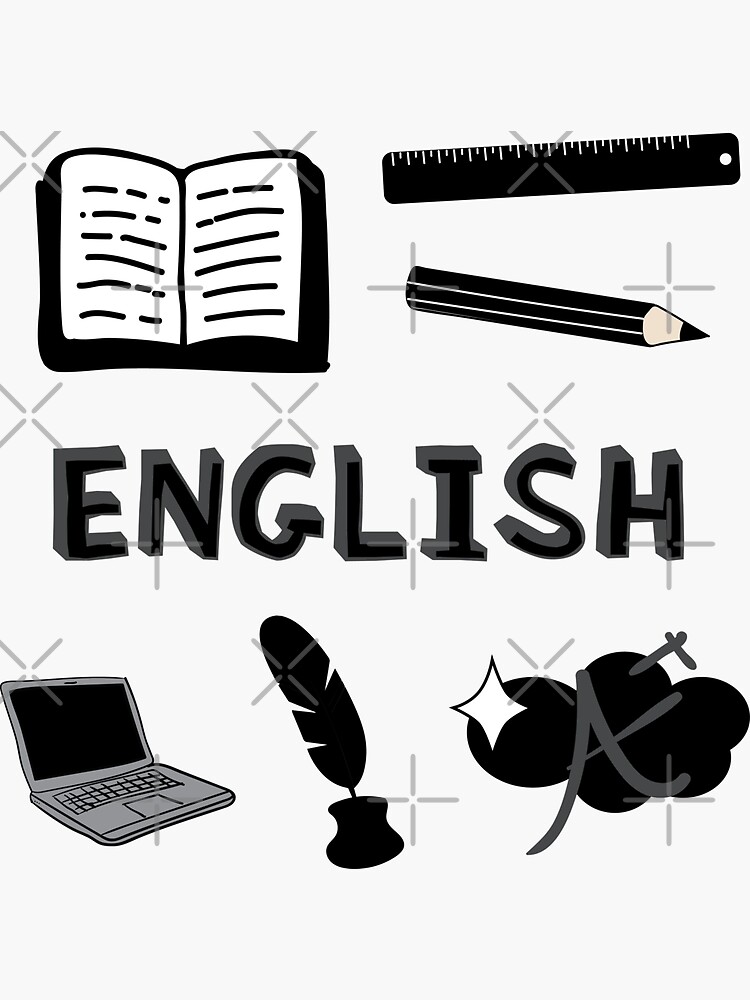 "Black English School Subject Sticker Pack" Sticker for Sale by The ...