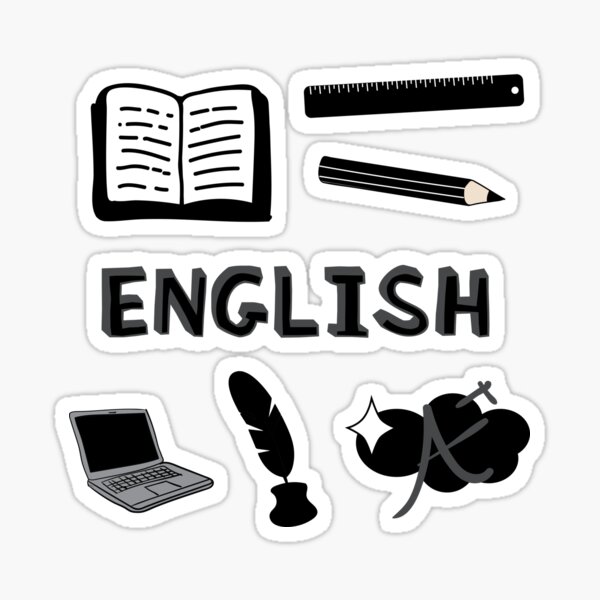 "Black English School Subject Sticker Pack" Sticker for Sale by The ...