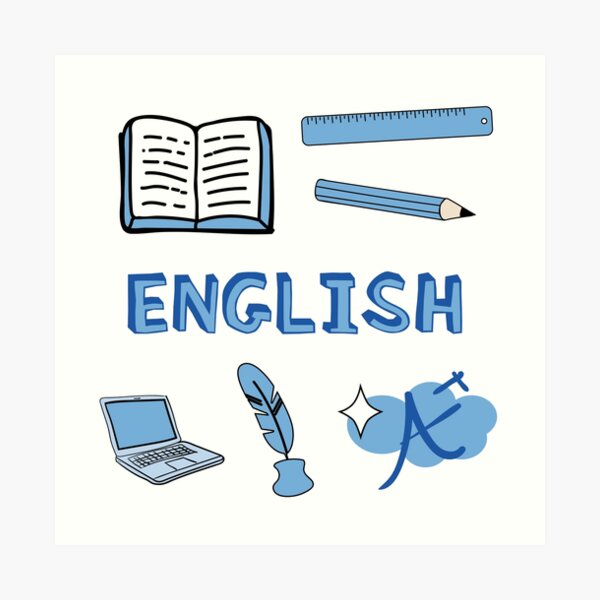 "Light Blue English School Subject Sticker Pack" Art Print for Sale by ...