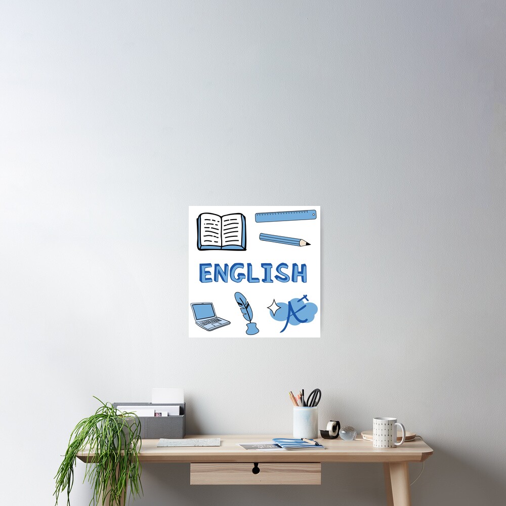 "Light Blue English School Subject Sticker Pack" Poster by The-Goods ...