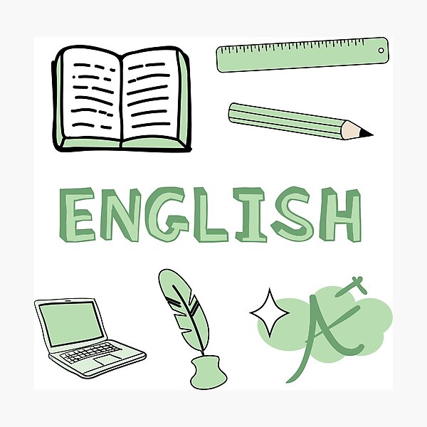 "Light Green English School Subject Sticker Pack" Photographic Print ...