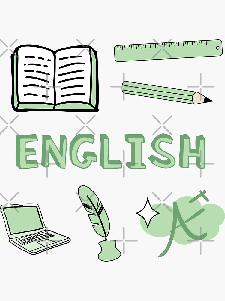 "Light Green English School Subject Sticker Pack" Sticker for Sale by ...