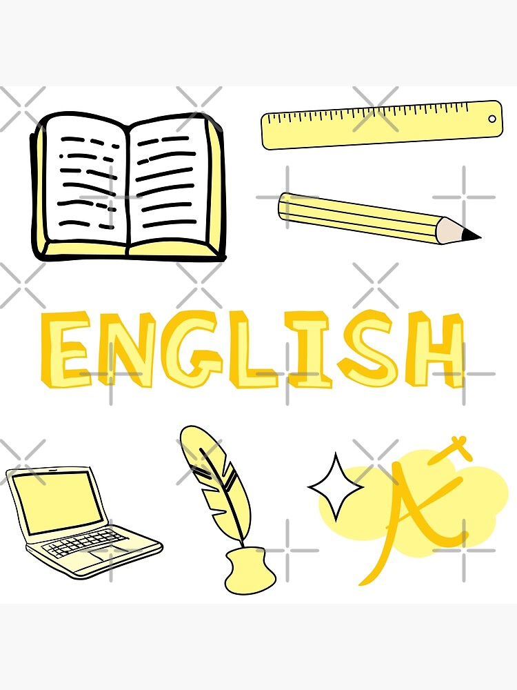 "Light Yellow English School Subject Sticker Pack" Poster for Sale by ...