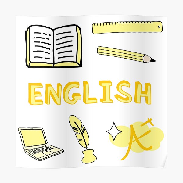"Light Yellow English School Subject Sticker Pack" Poster for Sale by ...
