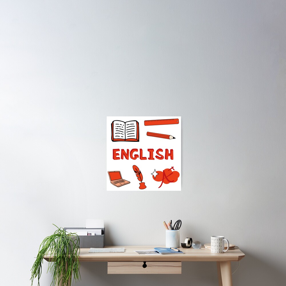 "Orange English School Subject Sticker Pack" Poster by The-Goods ...