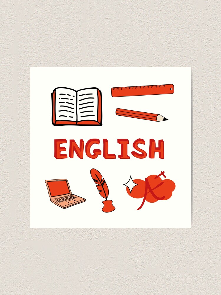 "Orange English School Subject Sticker Pack" Art Print for Sale by The ...