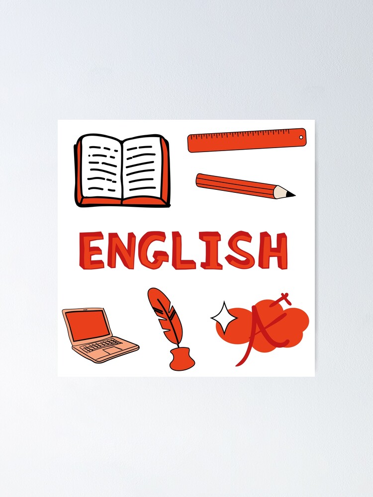 "Orange English School Subject Sticker Pack" Poster by The-Goods ...