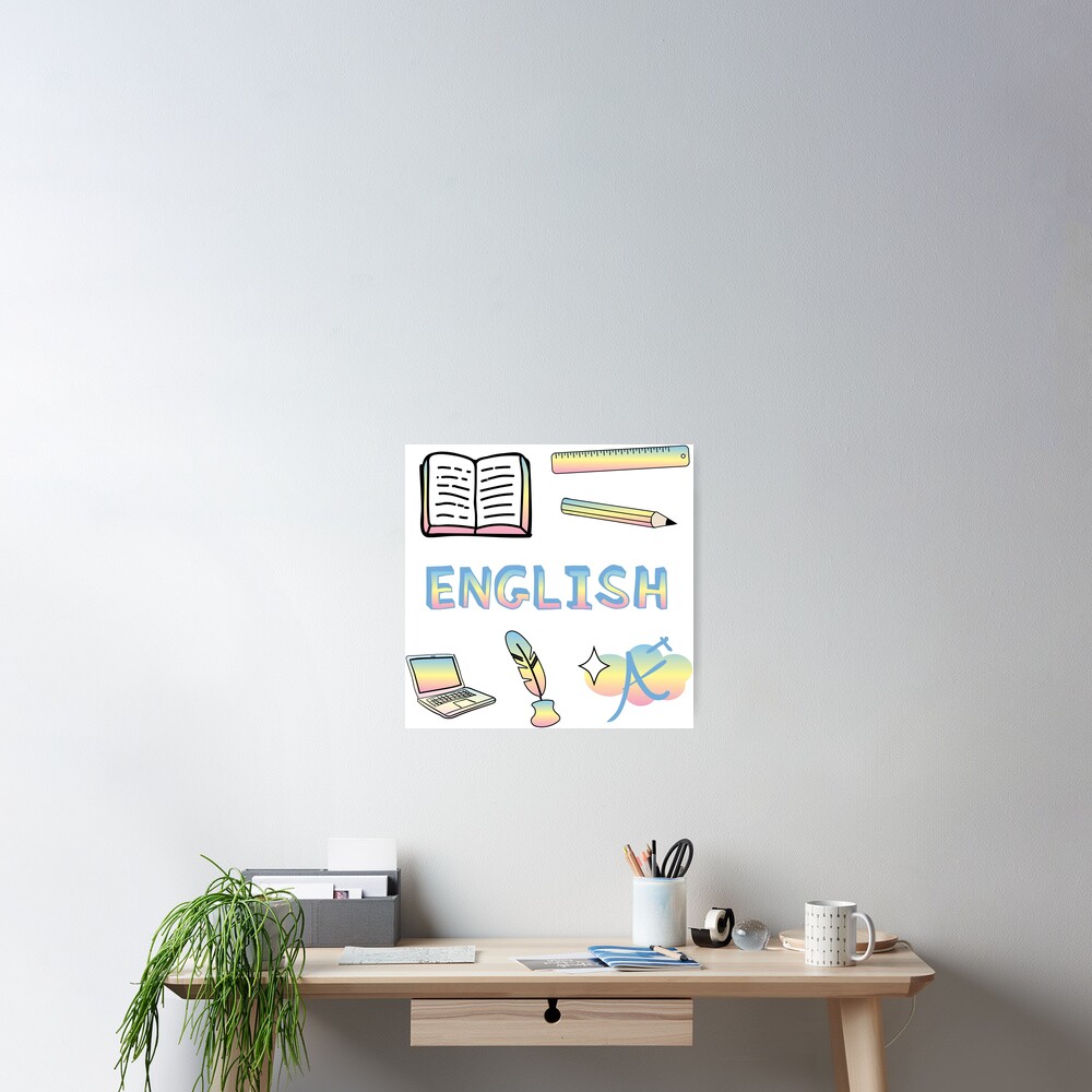 "Pastel Rainbow English School Subject Sticker Pack" Poster for Sale by ...