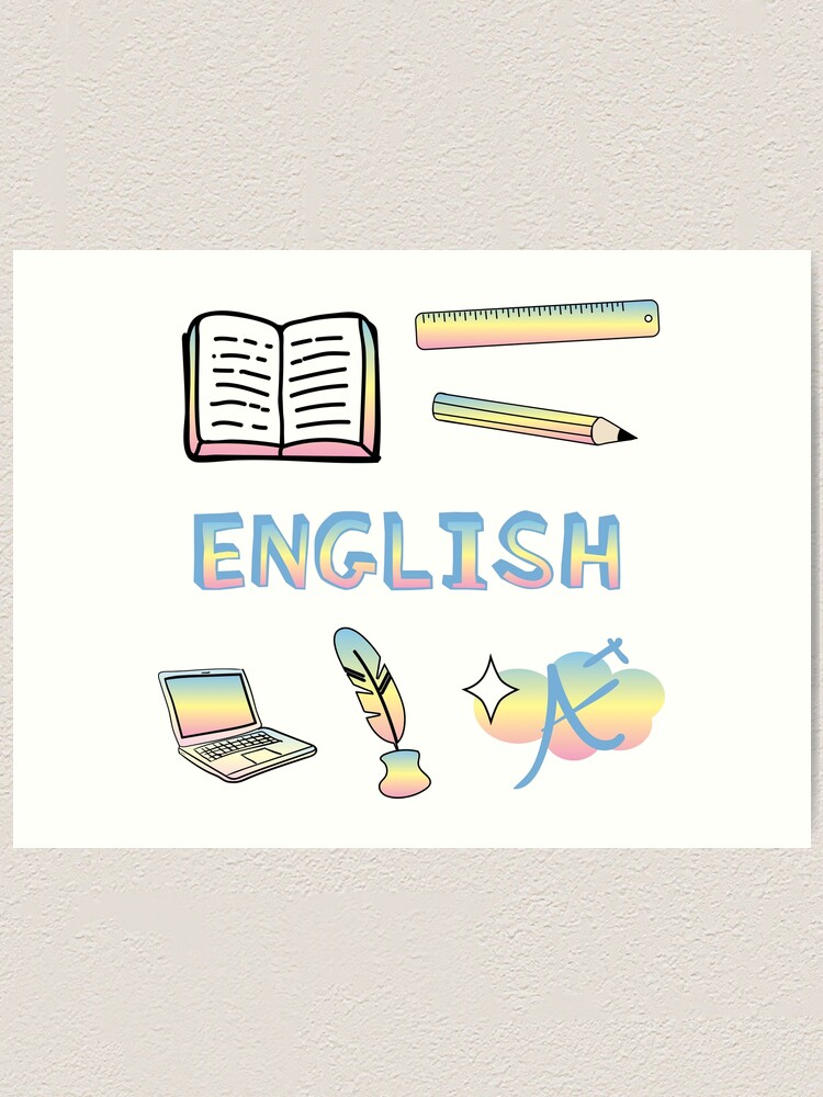 "Pastel Rainbow English School Subject Sticker Pack" Art Print by The ...