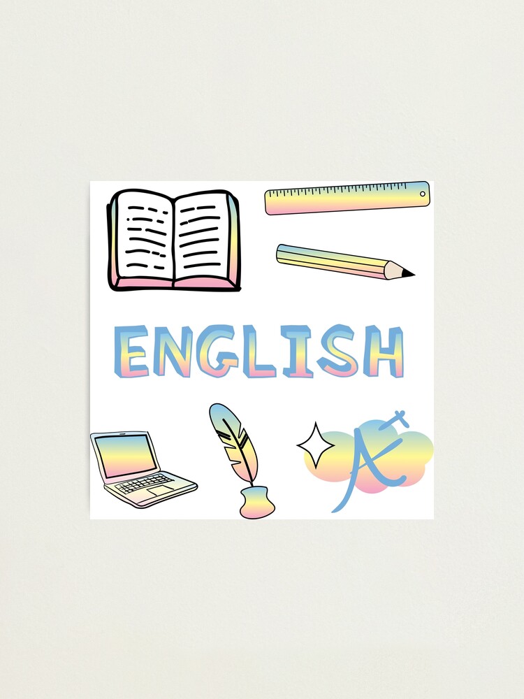 "Pastel Rainbow English School Subject Sticker Pack" Photographic Print ...