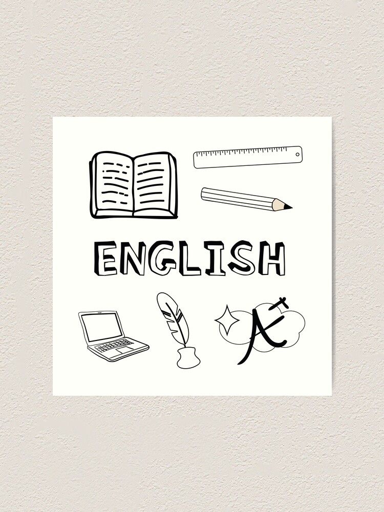 "White English School Subject Sticker Pack" Art Print for Sale by The ...