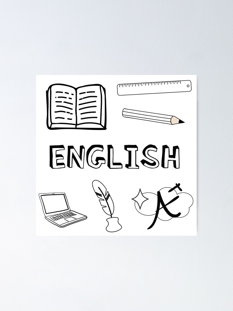 "White English School Subject Sticker Pack" Poster for Sale by The ...