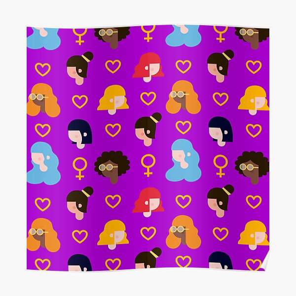 "Feminist pattern of women in purple background" Poster for Sale by ...