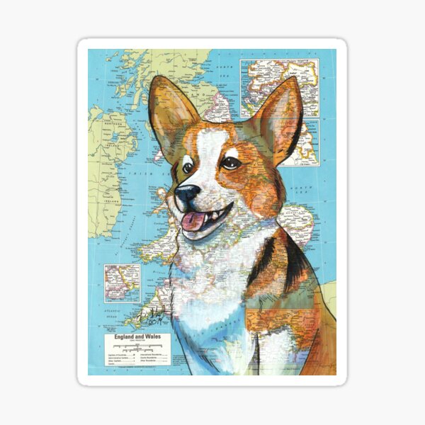 Pegatina «Welsh Corgi en el mapa» de DynamiteCandy | Redbubble
