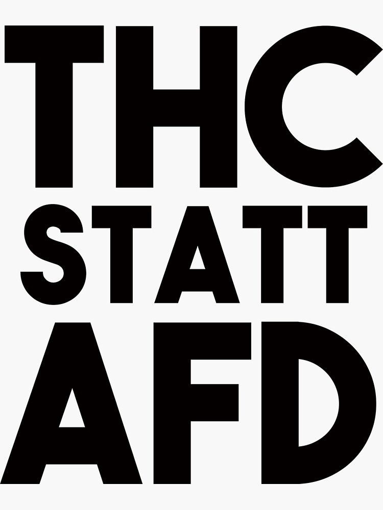 "THC instead of AFD font design" Sticker for Sale by KleinJenny | Redbubble