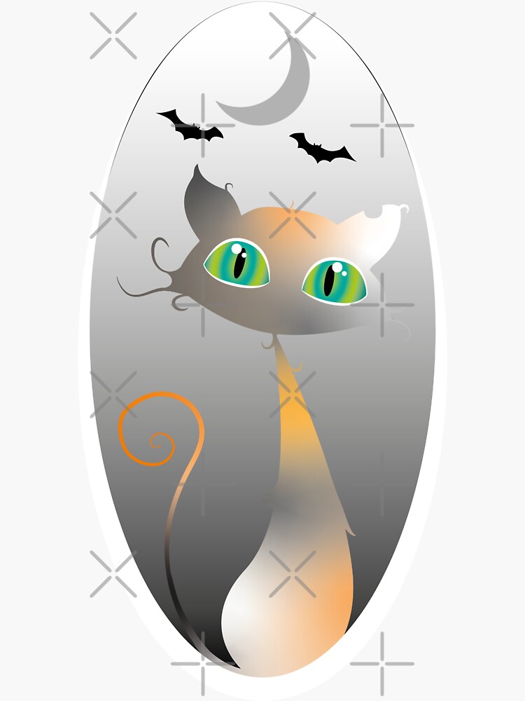 "Skinny Pale Tortie Scaredy Cat" Sticker by CatoWoodward | Redbubble