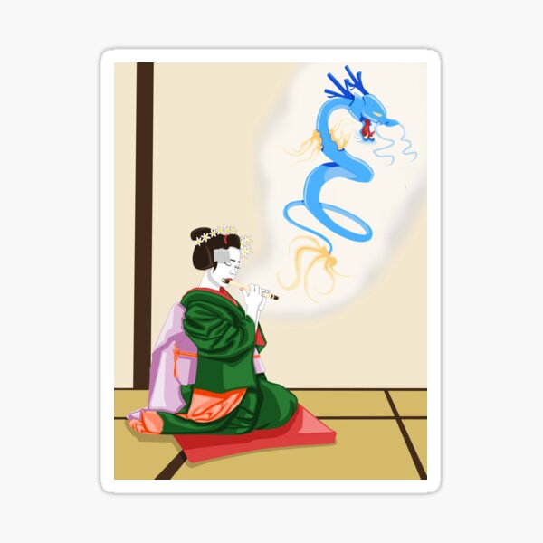 "Yukie Playing the Shinobue" Sticker by KHRArts | Redbubble