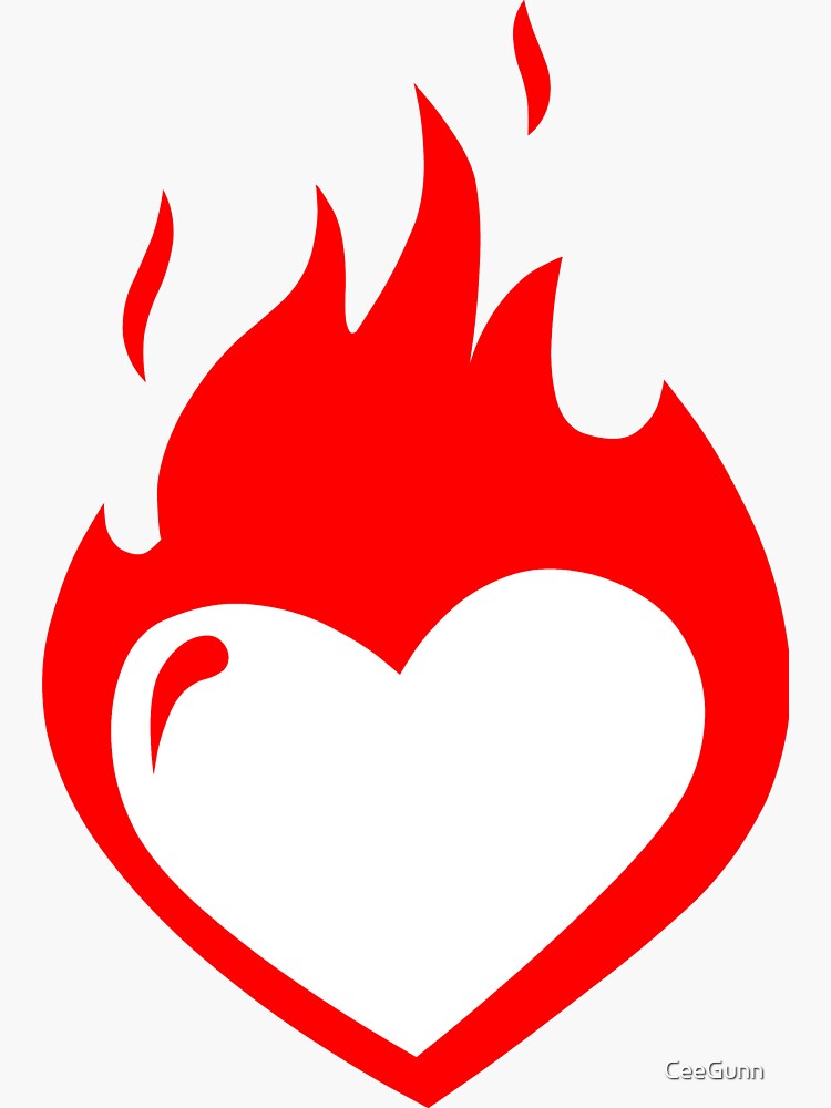 "Flaming Heart" Sticker by CeeGunn | Redbubble