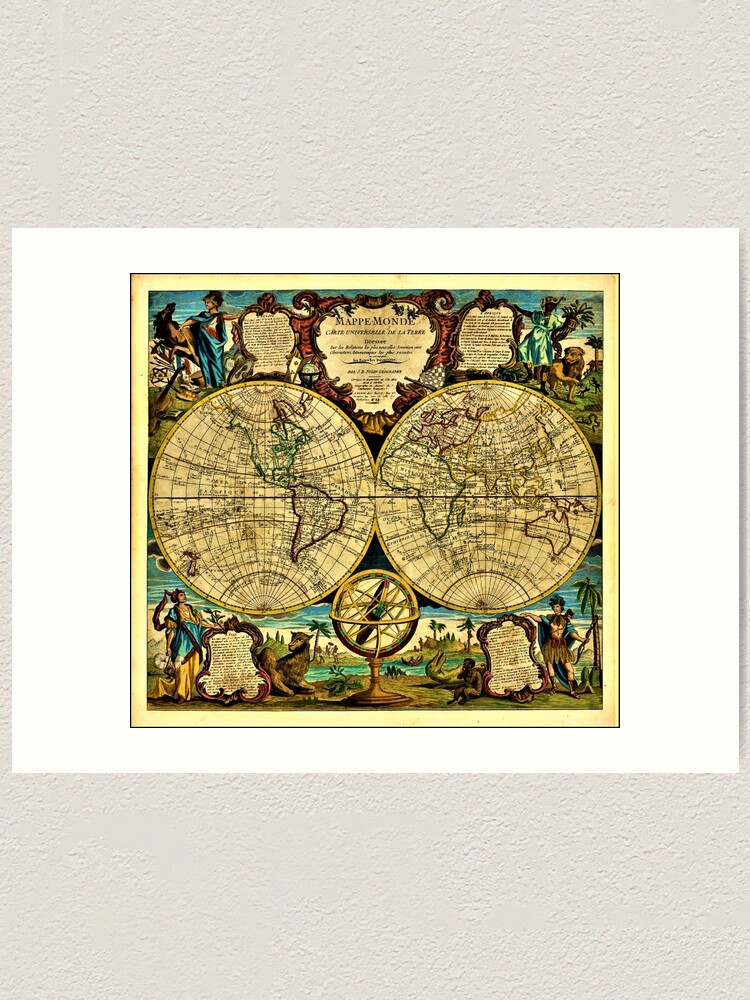 "1811 Mappe-Monde Carte Universelle de la Terre Dresse Old World Map" Art Print by jferro67 ...