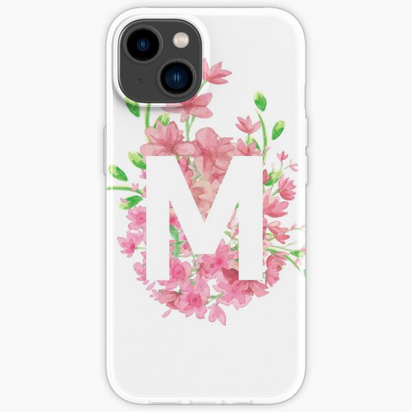 "Pink Floral Monogram with White Letter M" iPhone Case for Sale by ...