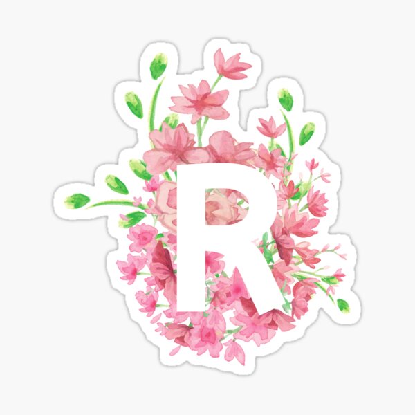 "Pink Floral Monogram with White Letter R" Sticker for Sale by ...