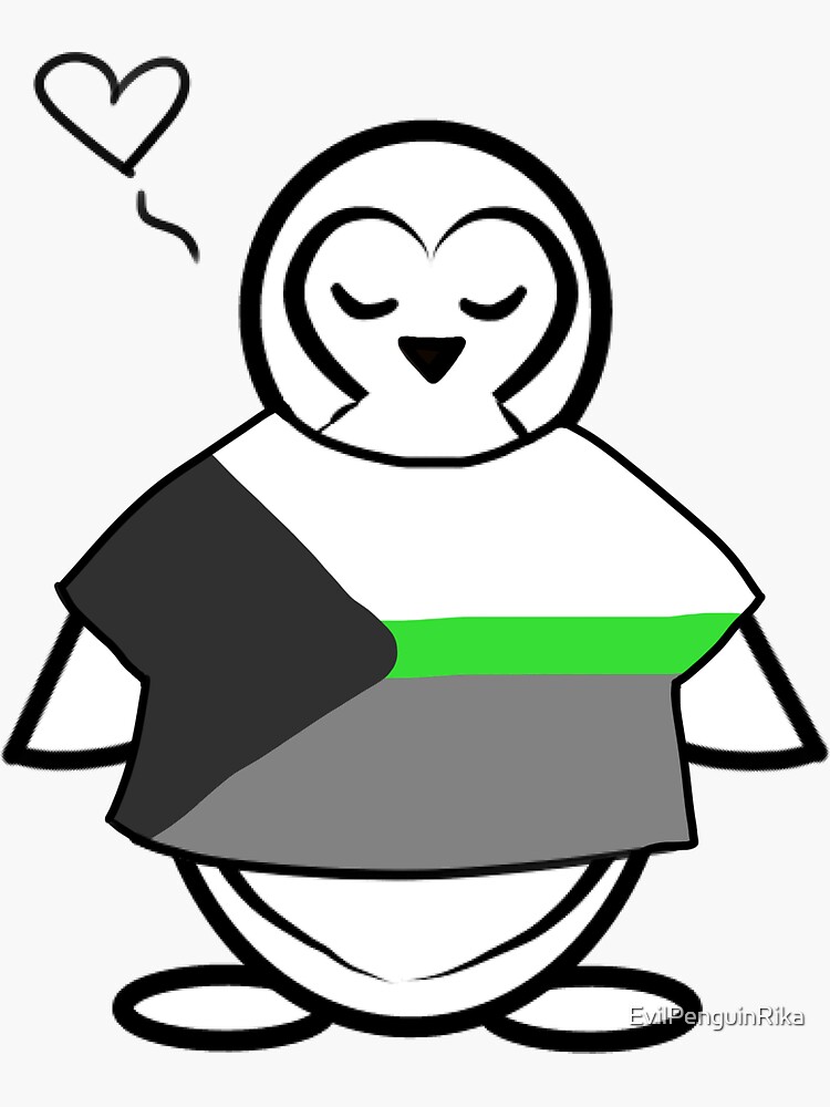 "DEMIROMANTIC Penguin" Sticker by EvilPenguinRika | Redbubble