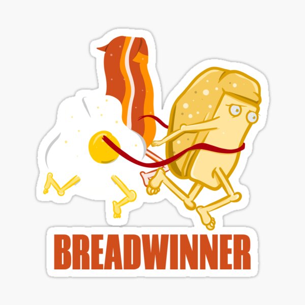"Breadwinner funny cartoon" Sticker for Sale by piedaydesigns | Redbubble