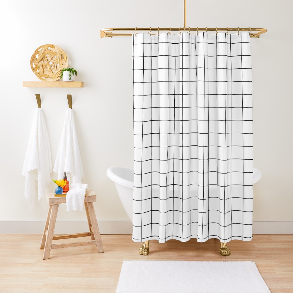 White Grid | Shower Curtain sold by Brian Mitchell | SKU 46106068 ...