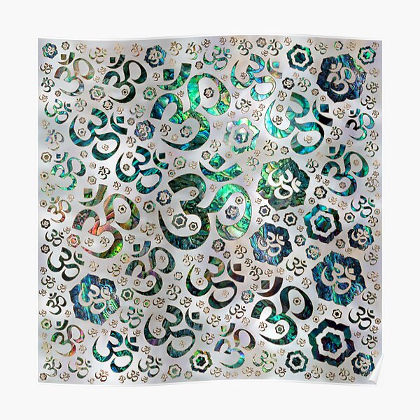 "OM symbol pattern -Abalone shell on pearl" Poster for Sale by ...