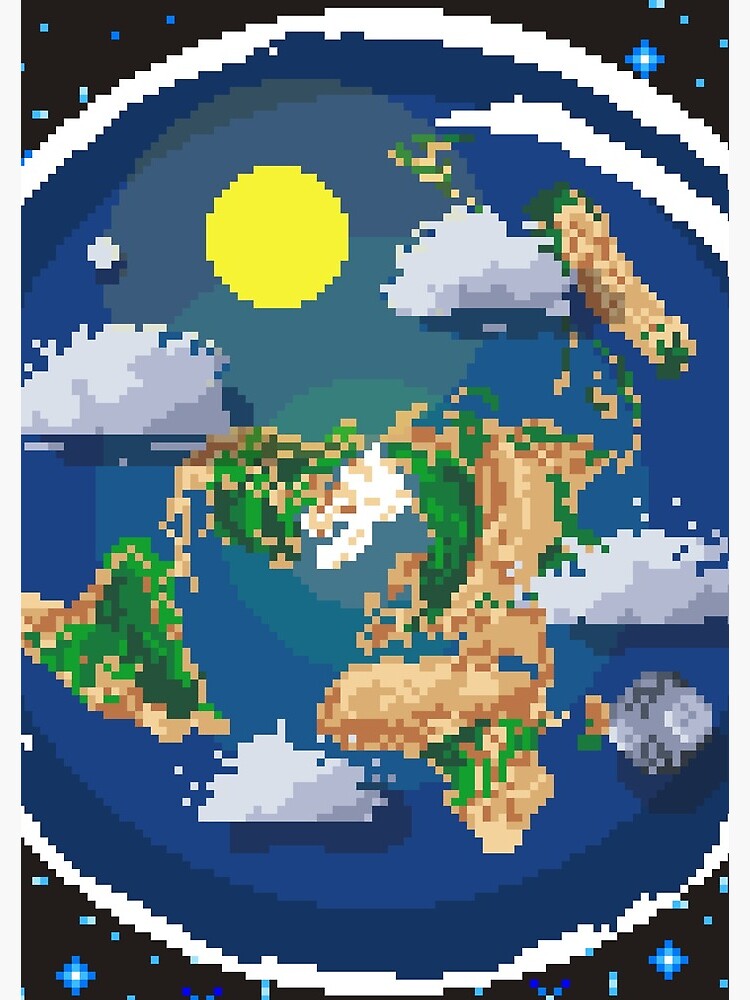"Flat Earth Map Pixel Art (space backround)" Spiral Notebook by ...