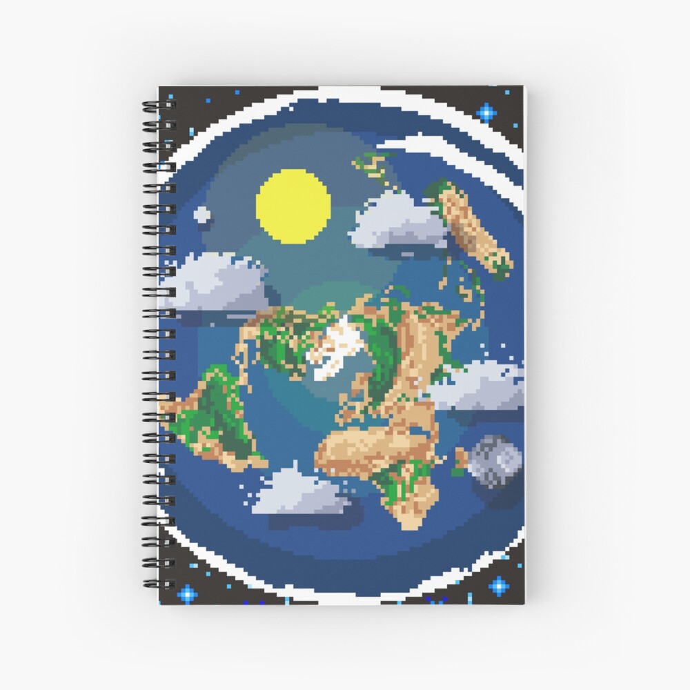 "Flat Earth Map Pixel Art (space backround)" Spiral Notebook by ...