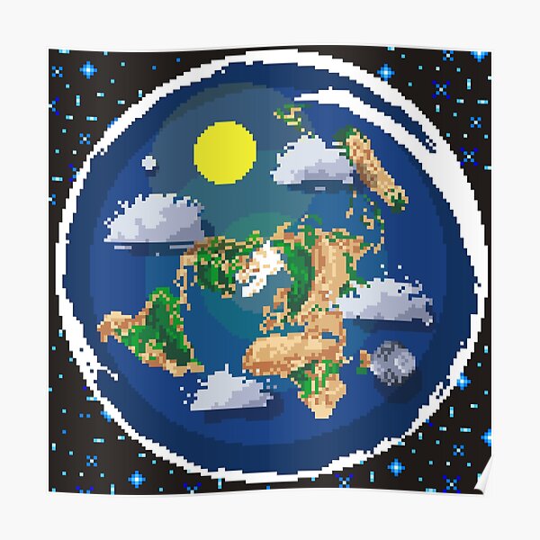 "Flat Earth Map Pixel Art (space backround)" Poster for Sale by ...