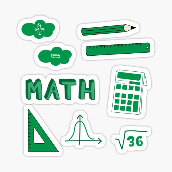 "Kelly and Forest Green Math School Subject Sticker Pack" Sticker by ...