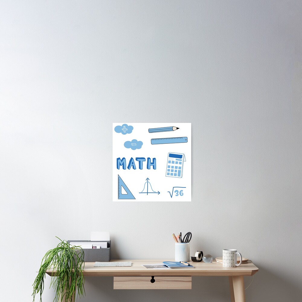 "Light Blue Math School Subject Sticker Pack" Poster by The-Goods ...