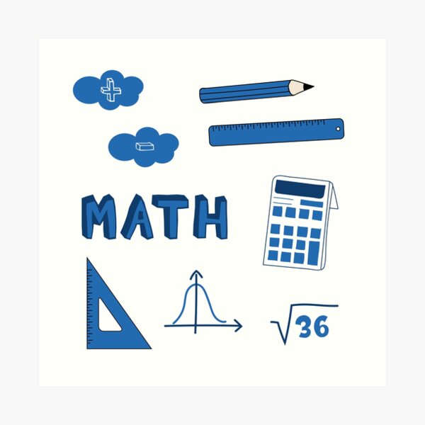 "Blue Math School Subject Sticker Pack" Art Print for Sale by The-Goods ...
